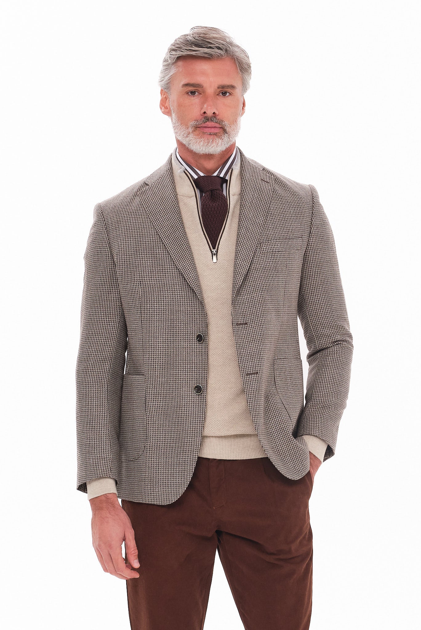 ΑΝΔΡΙΚΟ ΜΠΕΖ ΚΑΦΕ ΣΑΚΑΚΙ PORTOBELLO'S ΜΕ ΜΙΚΡΟΣΧΕΔΙΟ HOUNDTOOTH SLIM F