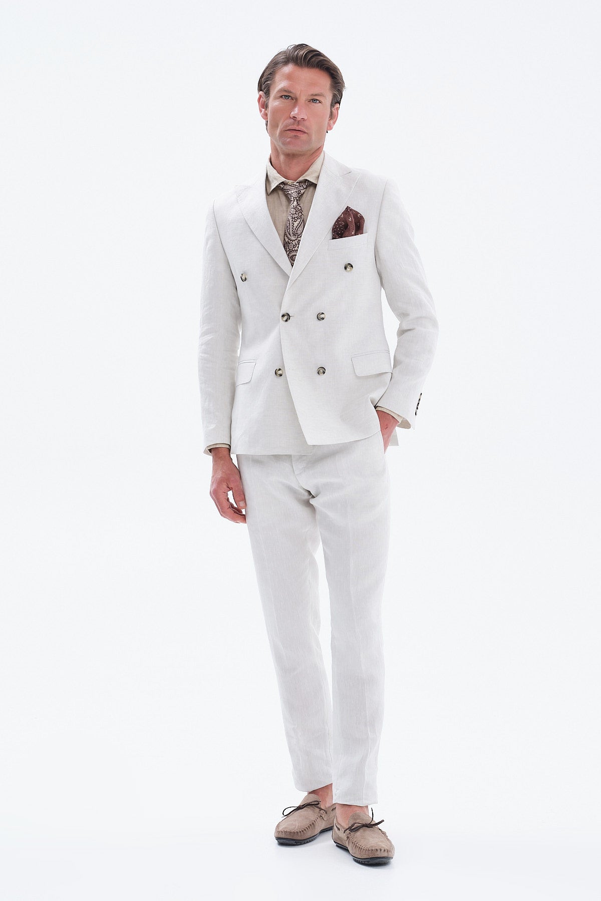 ΑΝΔΡΙΚΟ ΛΙΝΟ ΚΟΣΤΟΥΜΙ PORTOBELLO'S SLIM FIT ΣΕ ΑΠΟΧΡΩΣΗ ΤΟΥ ΠΑΓΟΥ ΚΑΙ