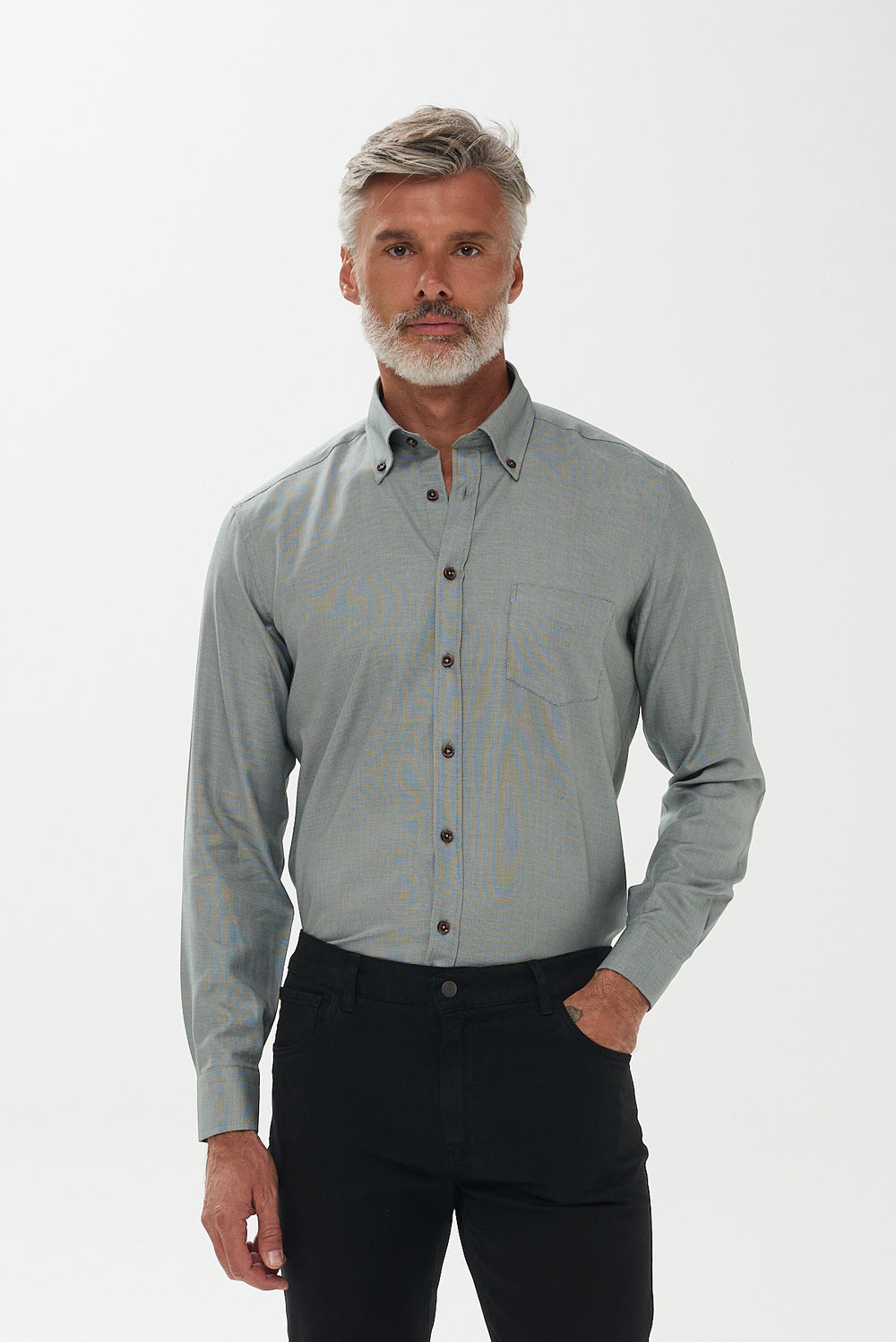 ΑΝΔΡΙΚΟ ΛΑΔΙ ΜΟΝΟΧΡΩΜΟ ΠΟΥΚΑΜΙΣΟ PORTOBELLO'S ΜΕ BUTTON DOWN ΓΙΑΚΑ REG