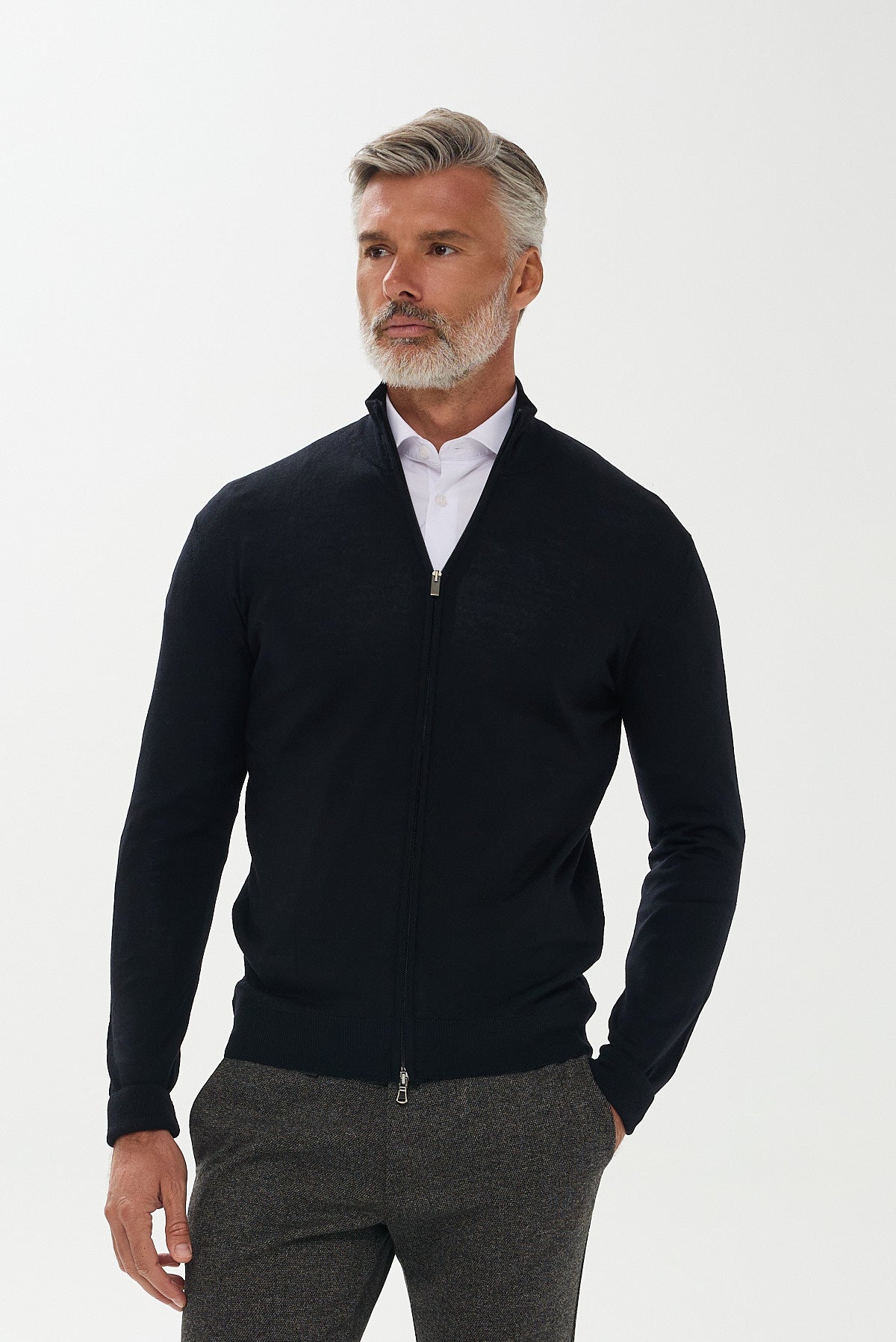 ΑΝΔΡΙΚΗ ΜΑΛΛΙΝΗ ΖΑΚΕΤΑ CARDIGAN ΣΕ ΜΑΥΡΟ ΧΡΩΜΑ PORTOBELLO'S REGULAR FI